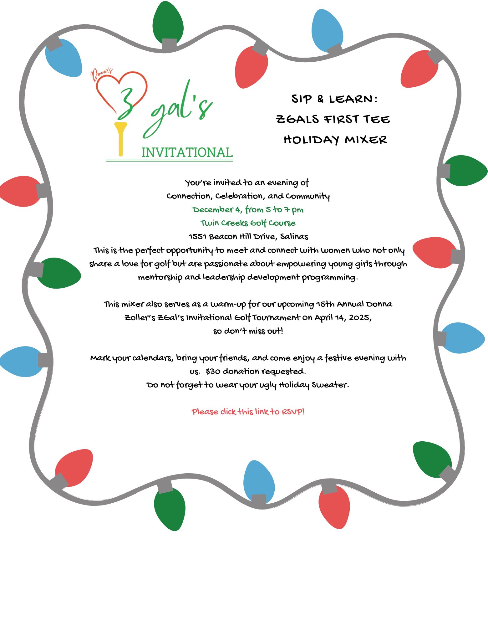Zgals Sip & Learn Holiday Mixer - First Tee — Monterey County